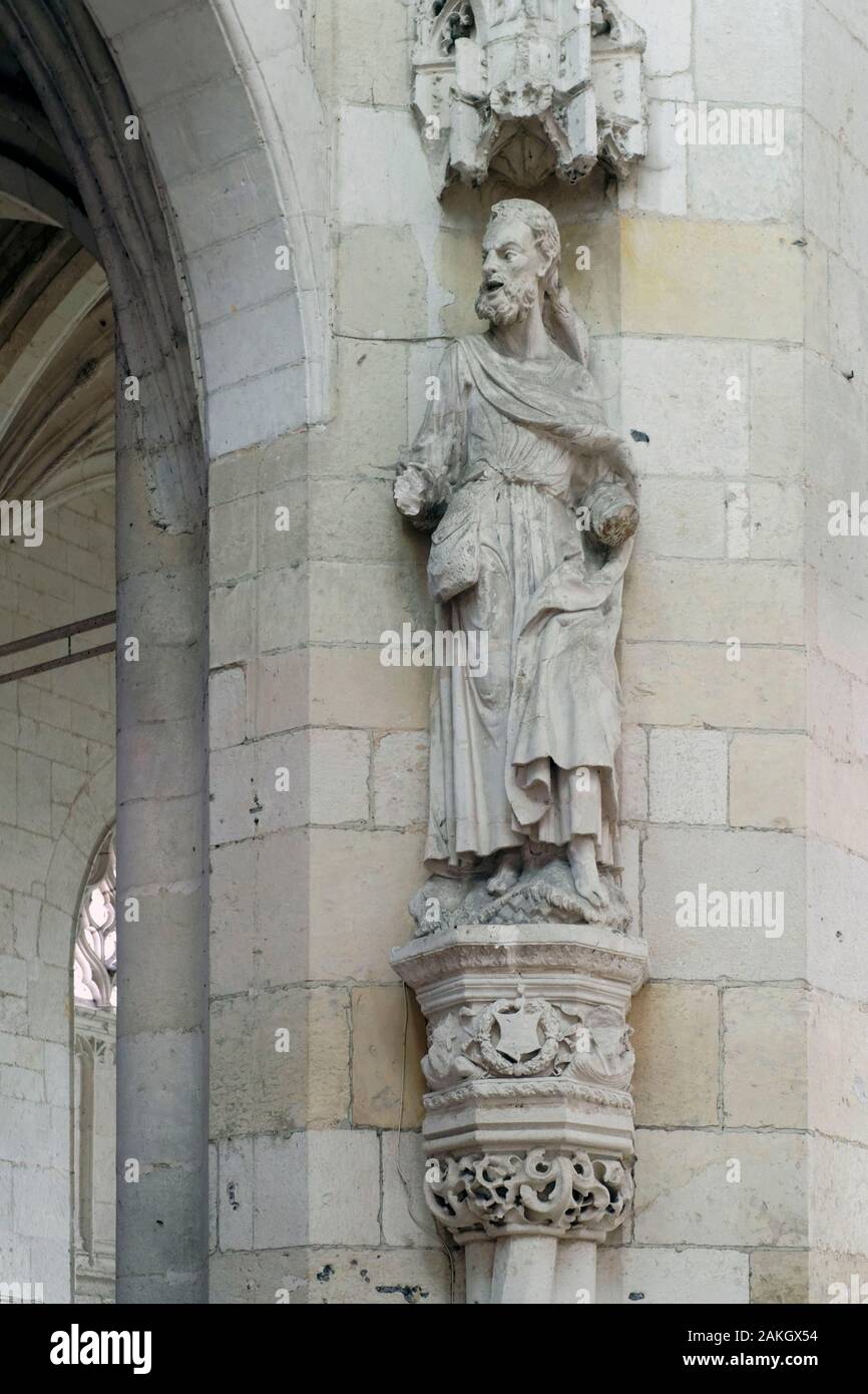 France, Somme, Saint Riquier, abbey church dated 13th century, Pillar ...