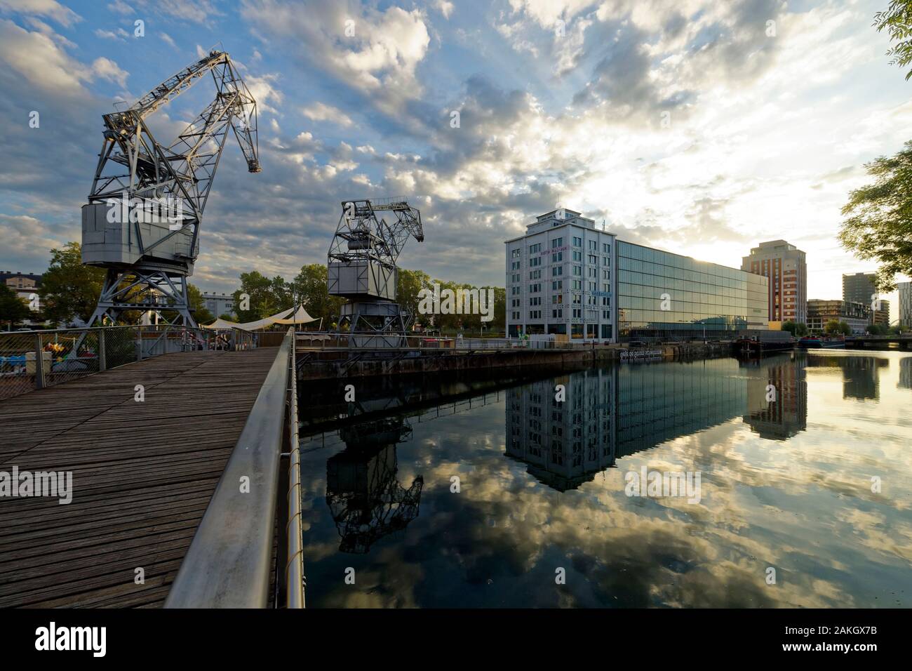 France, Bas Rhin, Strasbourg, development of port du Rhin (Rhine's ...