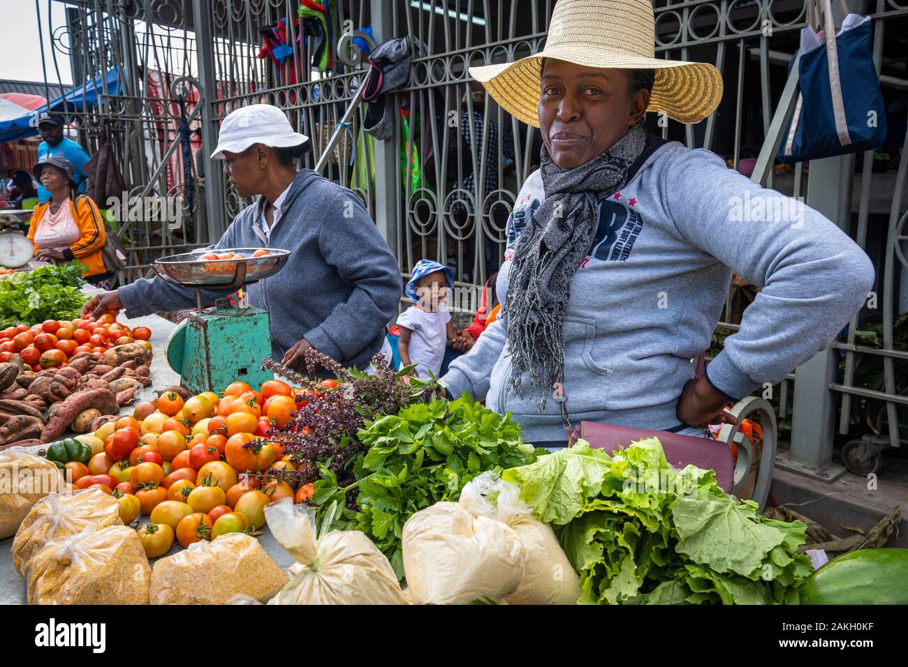 Mauritius, Rodrigues island, Port-Mathurin, saturday market Stock Photo ...
