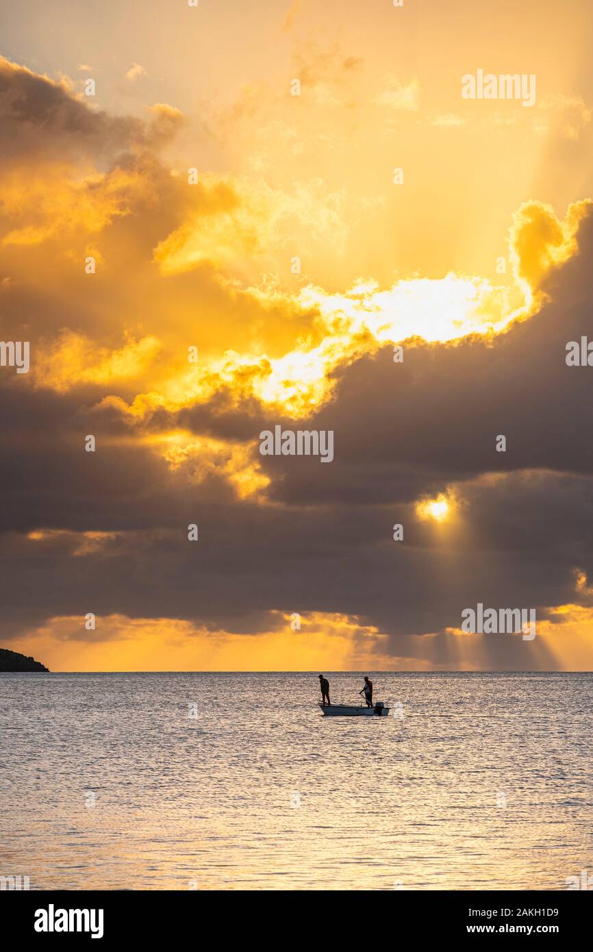 Mauritius, Rodrigues island, Port-Mathurin, sunset on the lagoon Stock ...