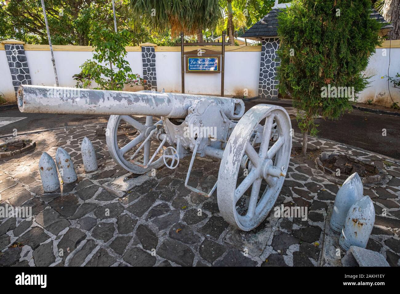 Mauritius, Rodrigues island, Port-Mathurin, entrance to La Residence, a ...