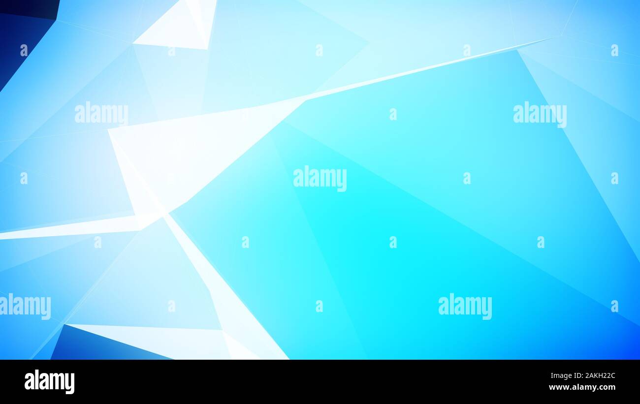 3d illustration of a light blue triangles background with blank space ...
