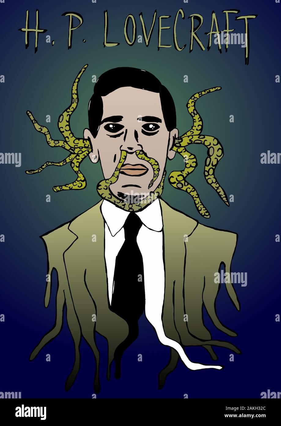 H.P. Lovecraft horror portrait Stock Photo - Alamy