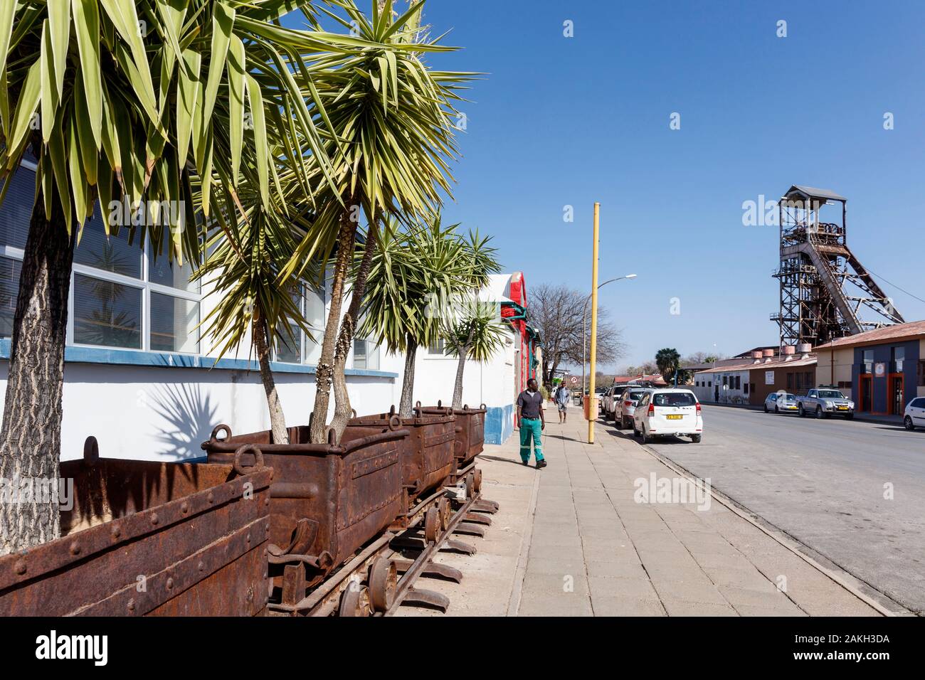 Namibia, Oshikoto province, Tsumeb, road and a mine shaft Stock Photo ...