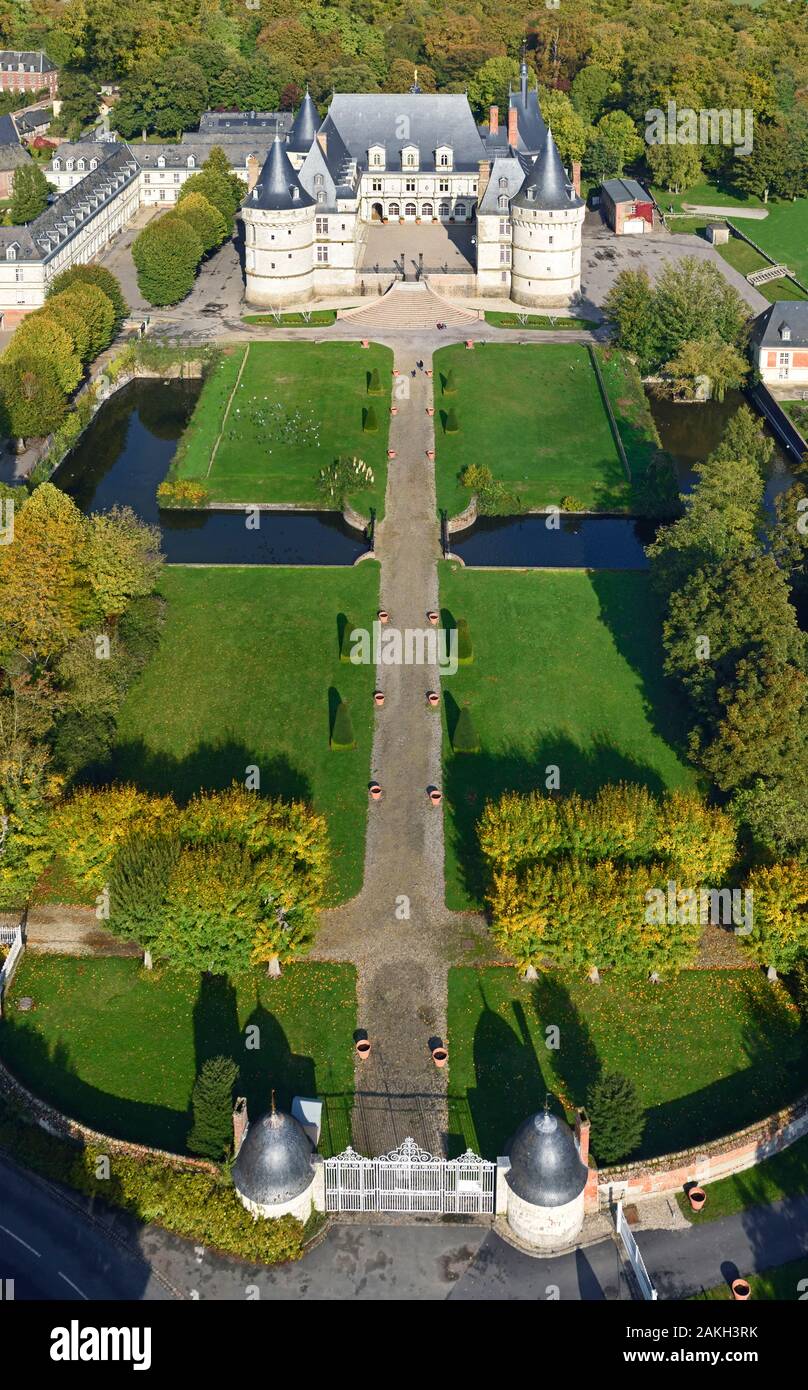 France, Seine-Martime, Mesnières-en-Bray, the castle (aerial view Stock ...