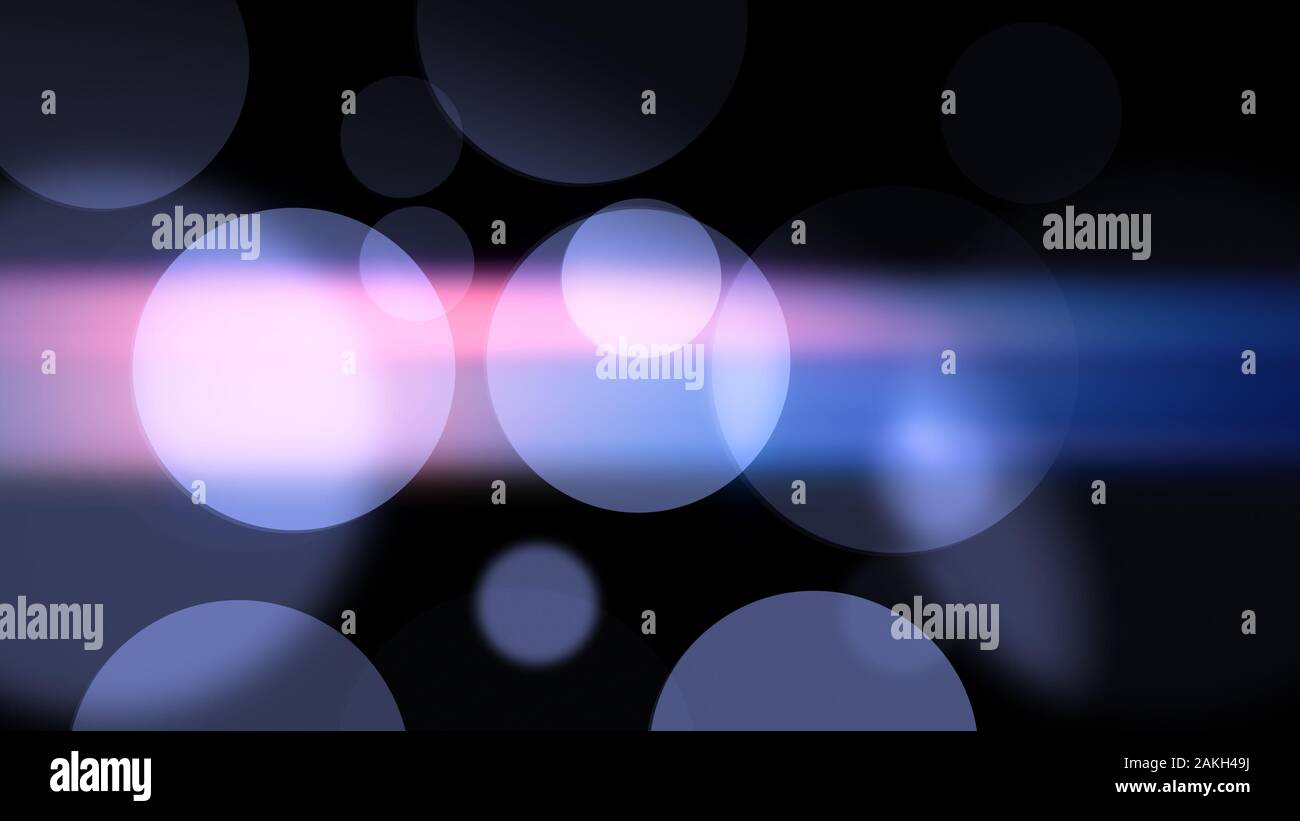 Abstract 3d illustration of circle figures in soft focus on the black ...
