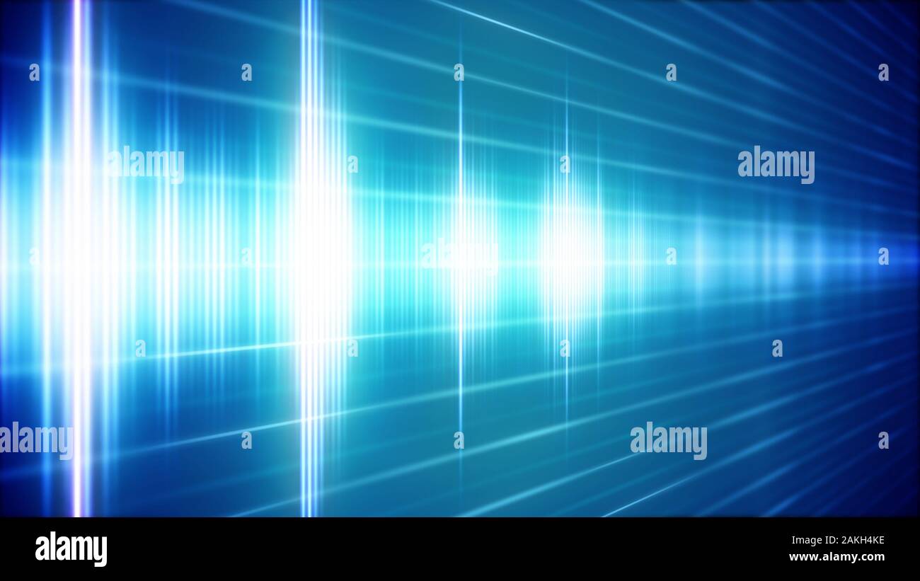 3d illustration of Blue Digital sound wave in perspective view ...