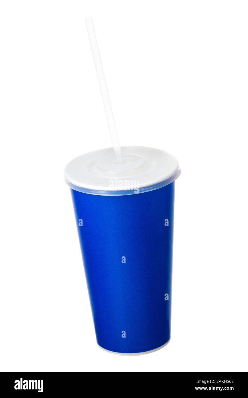 Blue cup with cap and tube isolated on white background Stock Photo - Alamy