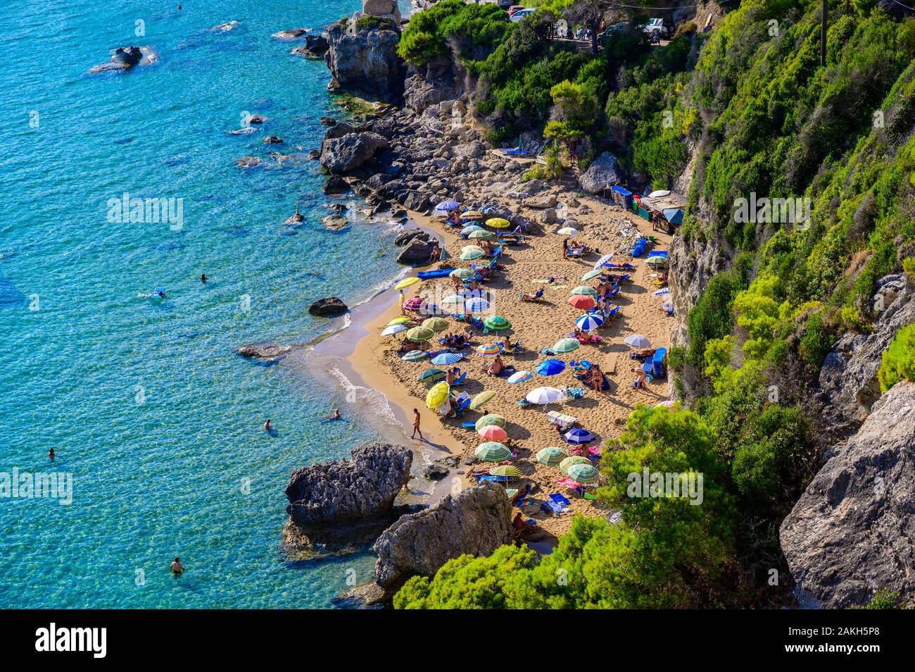 Mirtiotissa beach with crystal clear azure water and white beach in ...