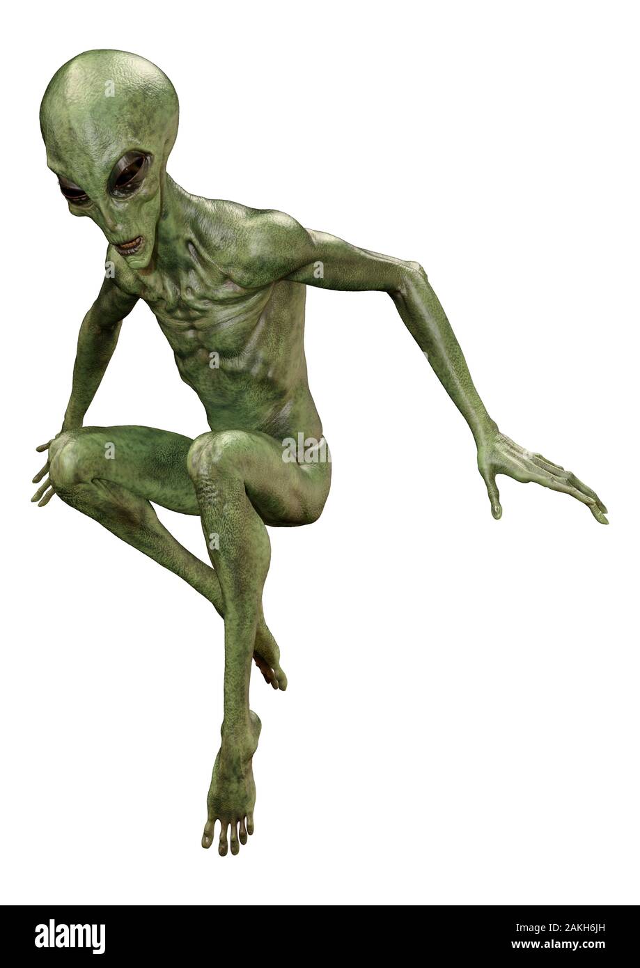 3D rendering of a green alien isolated on white background Stock Photo ...