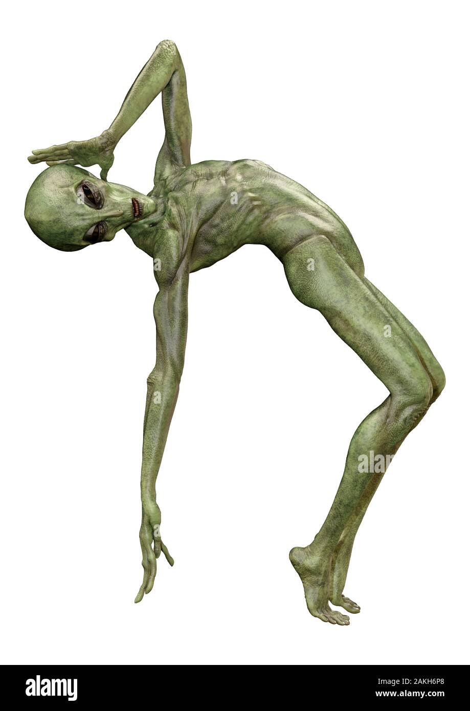 3D rendering of a green alien isolated on white background Stock Photo ...