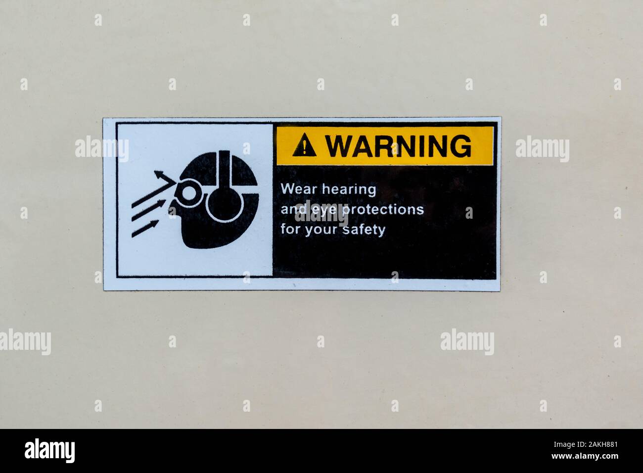 Warning wear hearing and eye protection for your safety sign Stock ...