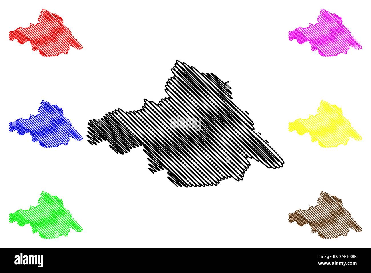Arkhangai Province (aimags, Provinces of Mongolia) map vector illustration, scribble sketch ...