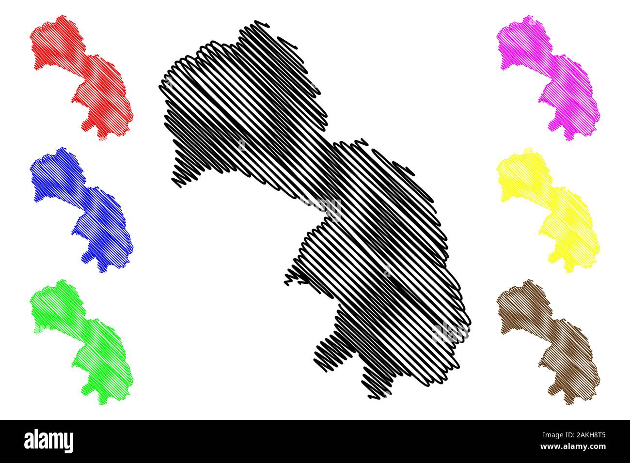 Kukes County (Republic of Albania) map vector illustration, scribble ...