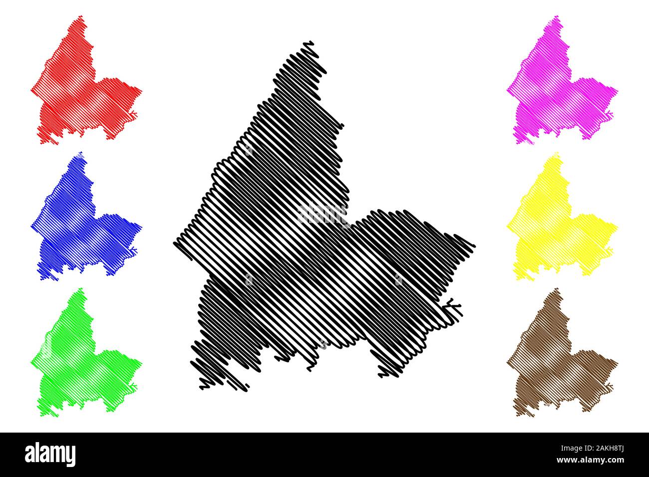 Shkoder County (Republic of Albania) map vector illustration, scribble ...