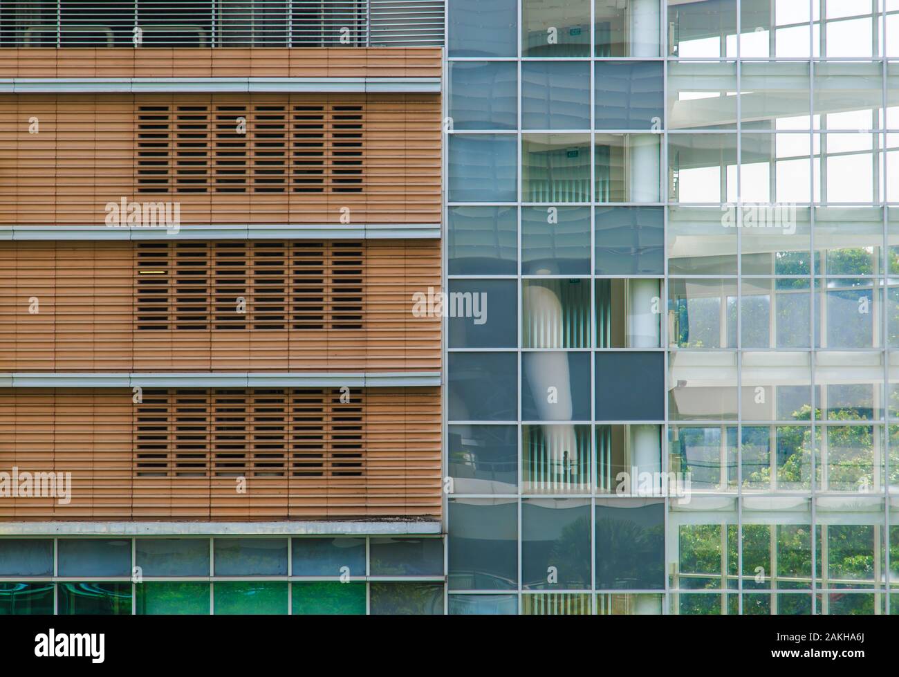 wood and glass building facade background view Stock Photo - Alamy