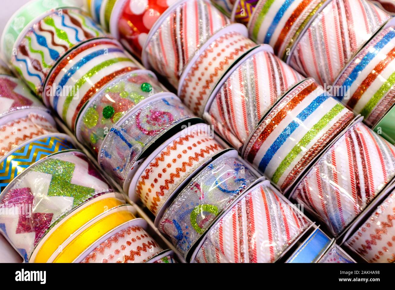 colorful tapes display closeup detail view background Stock Photo - Alamy