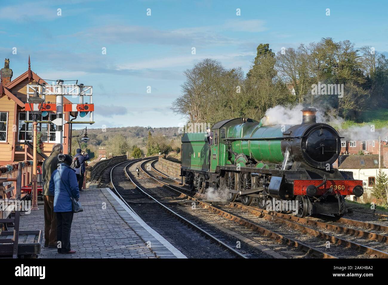 Vintage UK steam locomotive Raveningham Hall on Severn Valley Railway ...