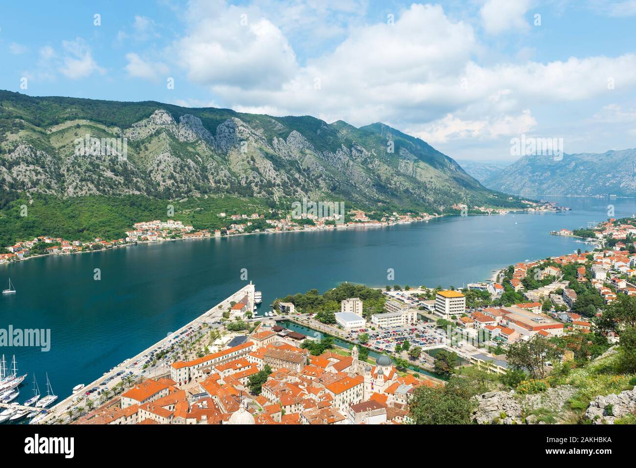 Aerial view of Kotor Old Town, Unesco World Heritage Site, Kotor ...