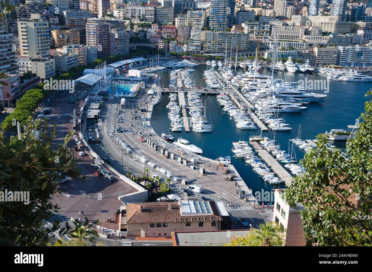 Aerial Panorama of Port Hercules, megayachts, big boat, view from ...