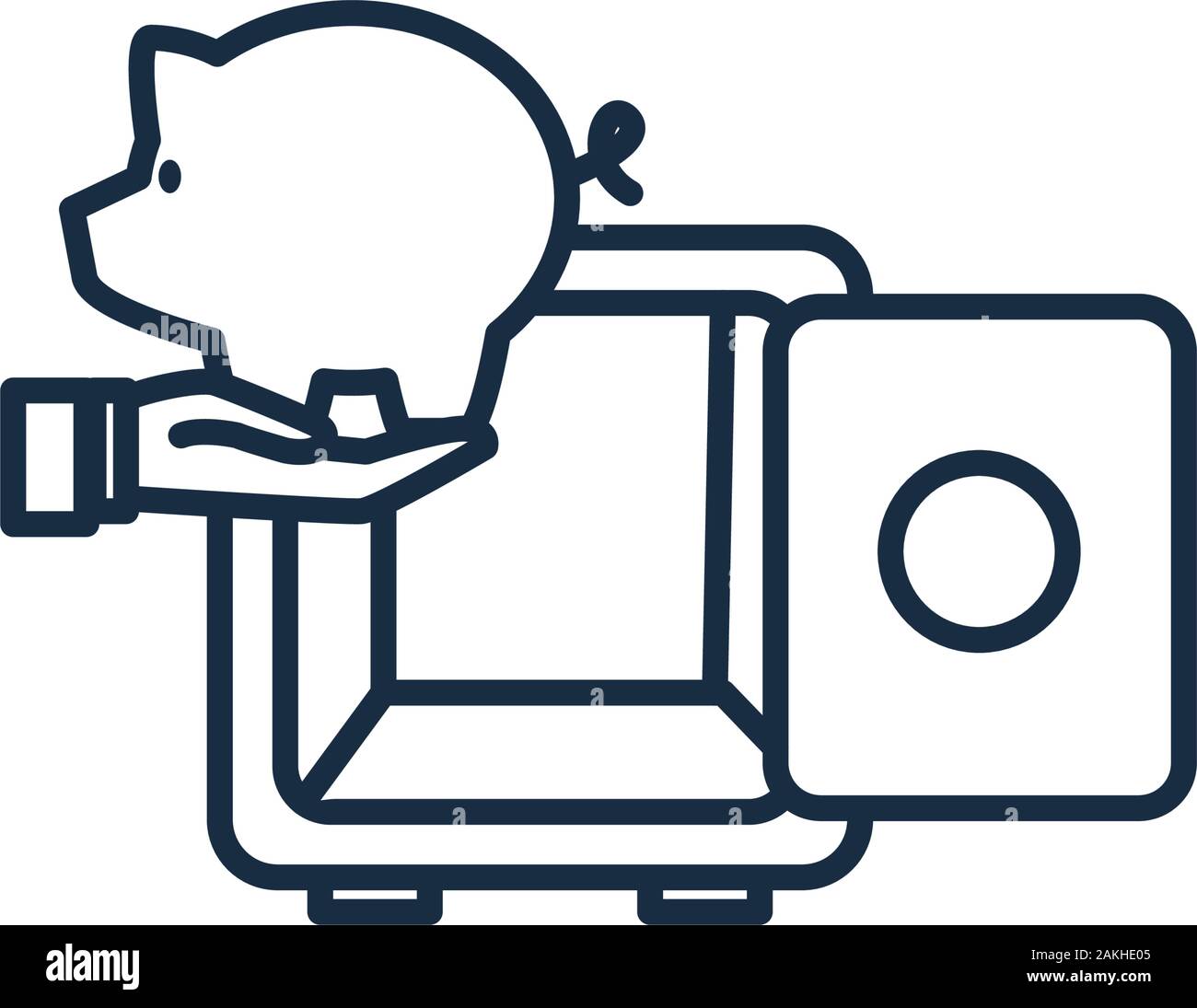 hand saving piggy safe box money line image vector illustration Stock ...