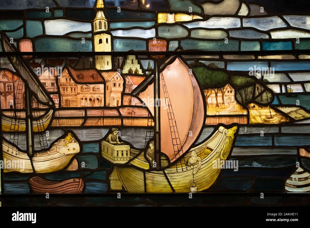 Stained Glass in the Merchant Adventurers Hall, York Stock Photo - Alamy