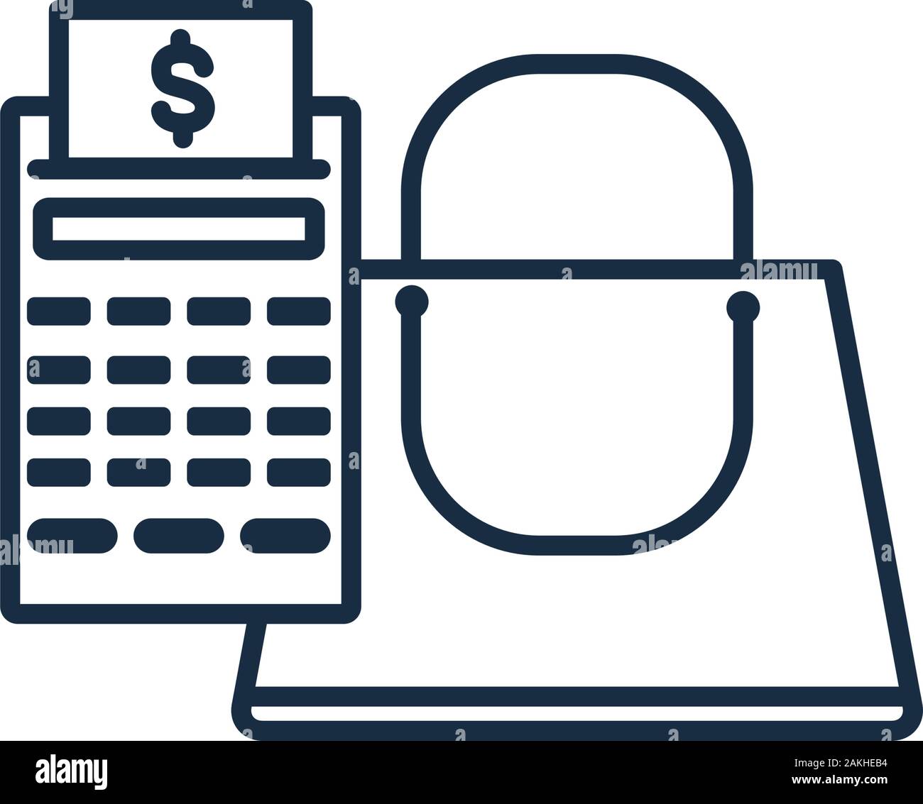 shopping bag pos terminal money line image vector illustration Stock ...