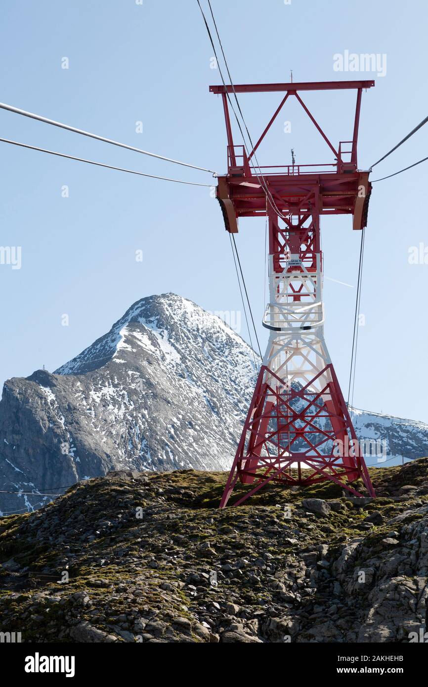 Support pillar on the Glacial Aerial Tramway Kaprun III in ...