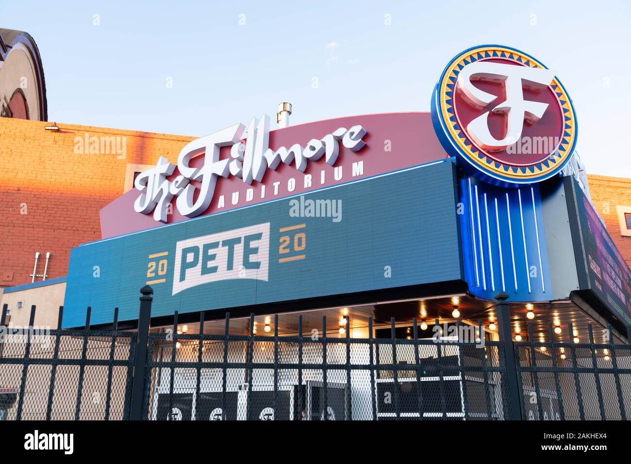 Exterior of The Fillmore Auditorium in Denver, Colorado, before the ...