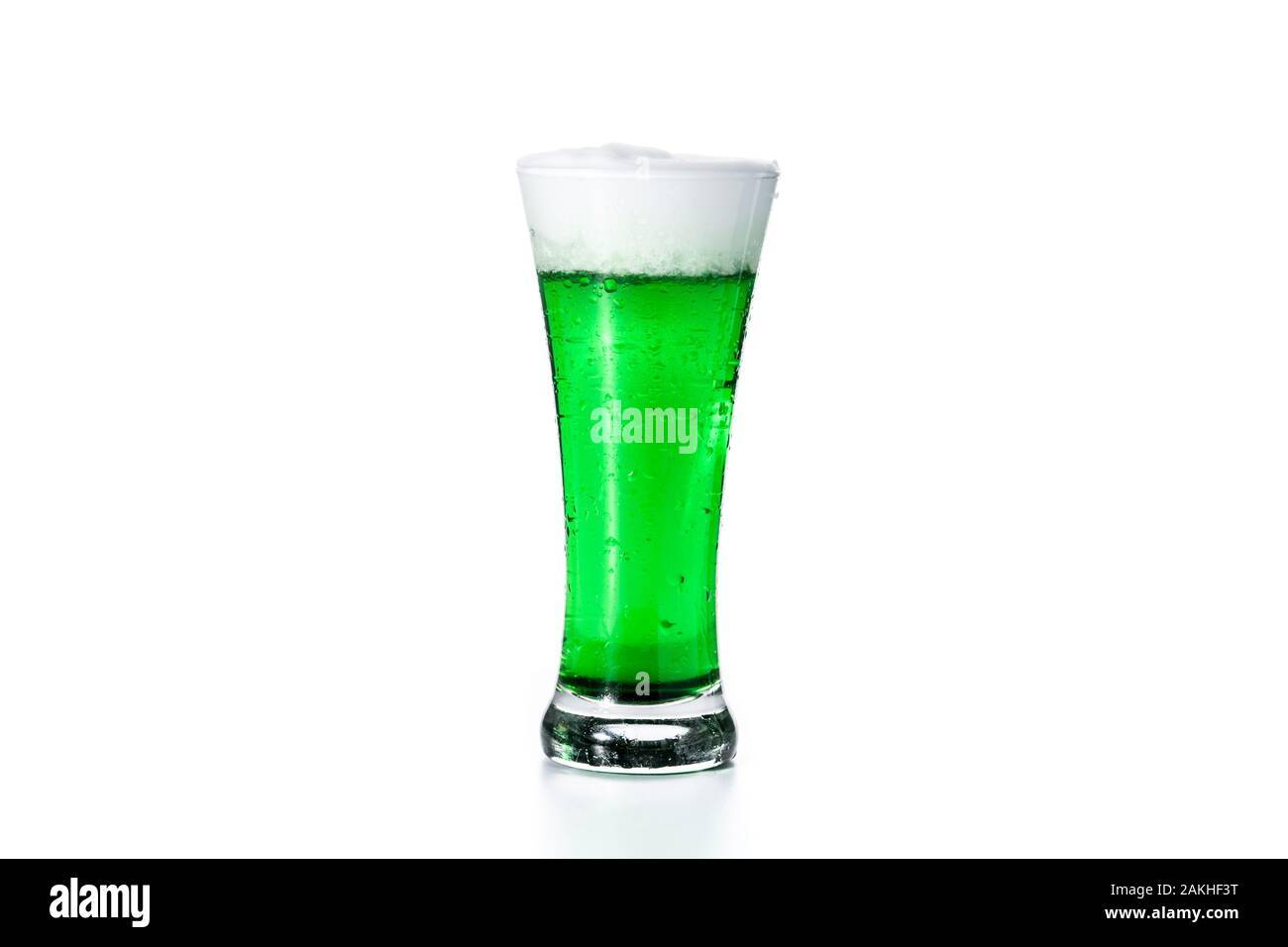 Traditional St Patrick's Day green beer isolated on white background ...