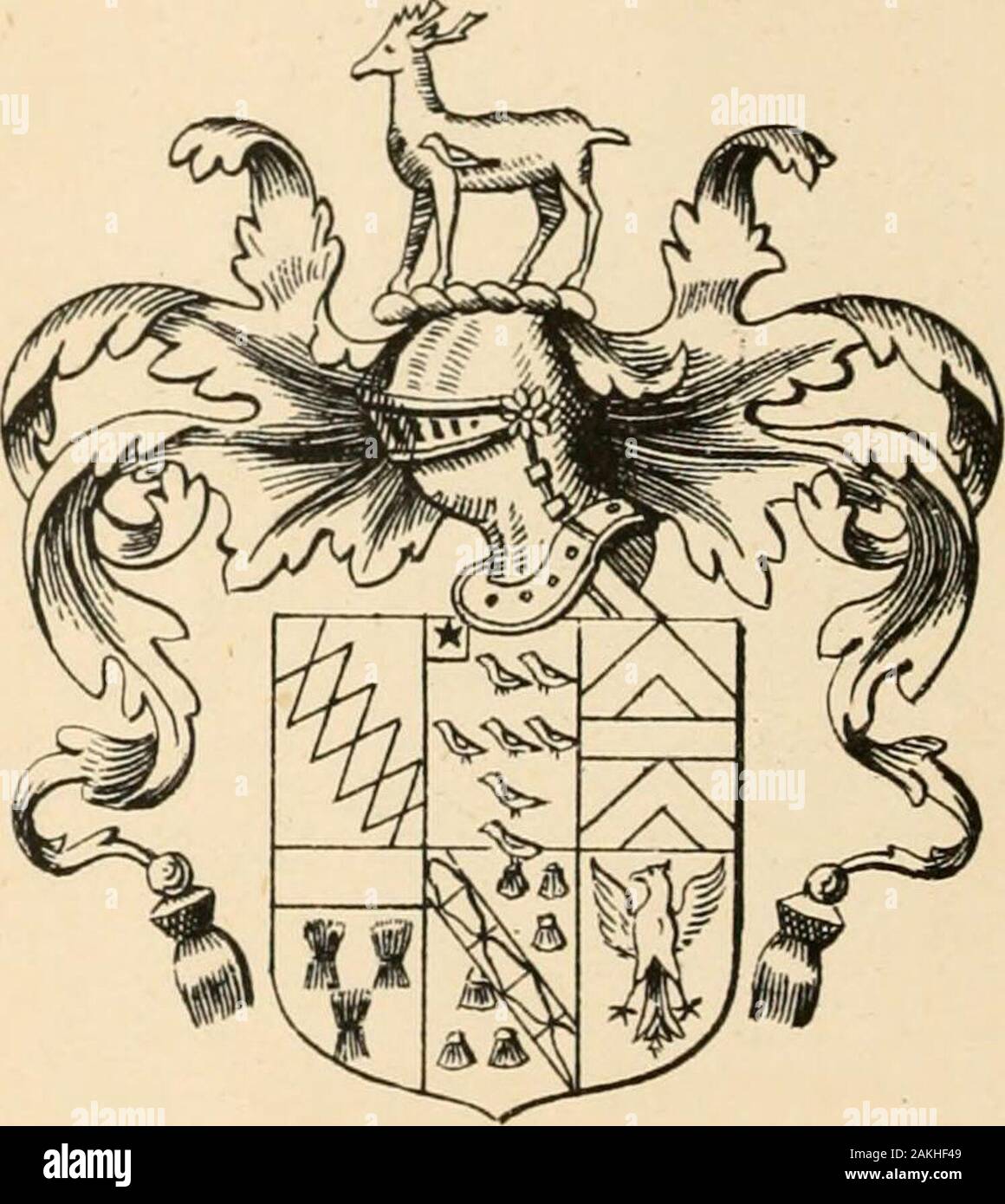Society in the Elizabethan age . Arms of Sir Walter Raleigh.(From an ...
