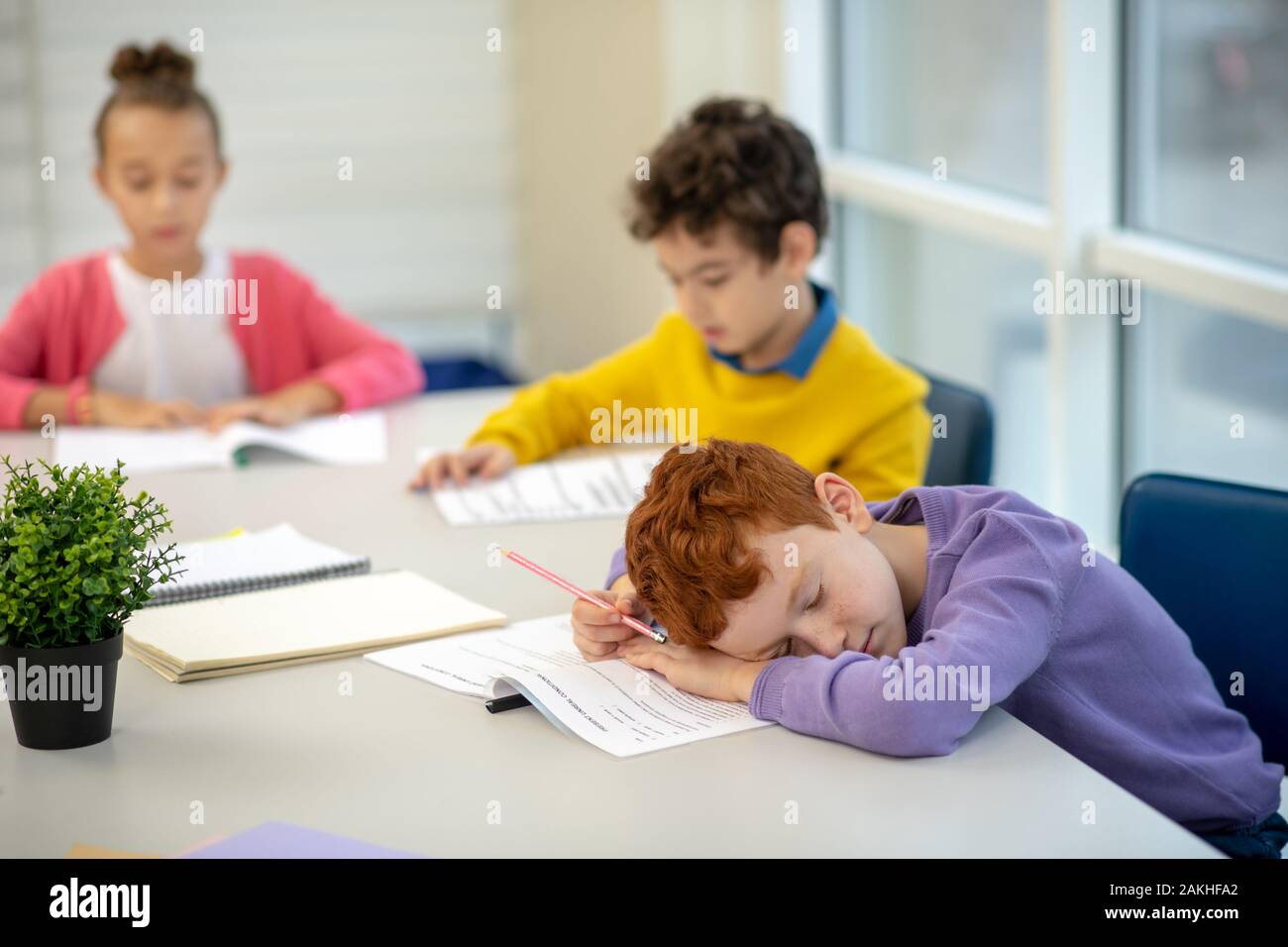First lesson for the elementary school pupils Stock Photo - Alamy