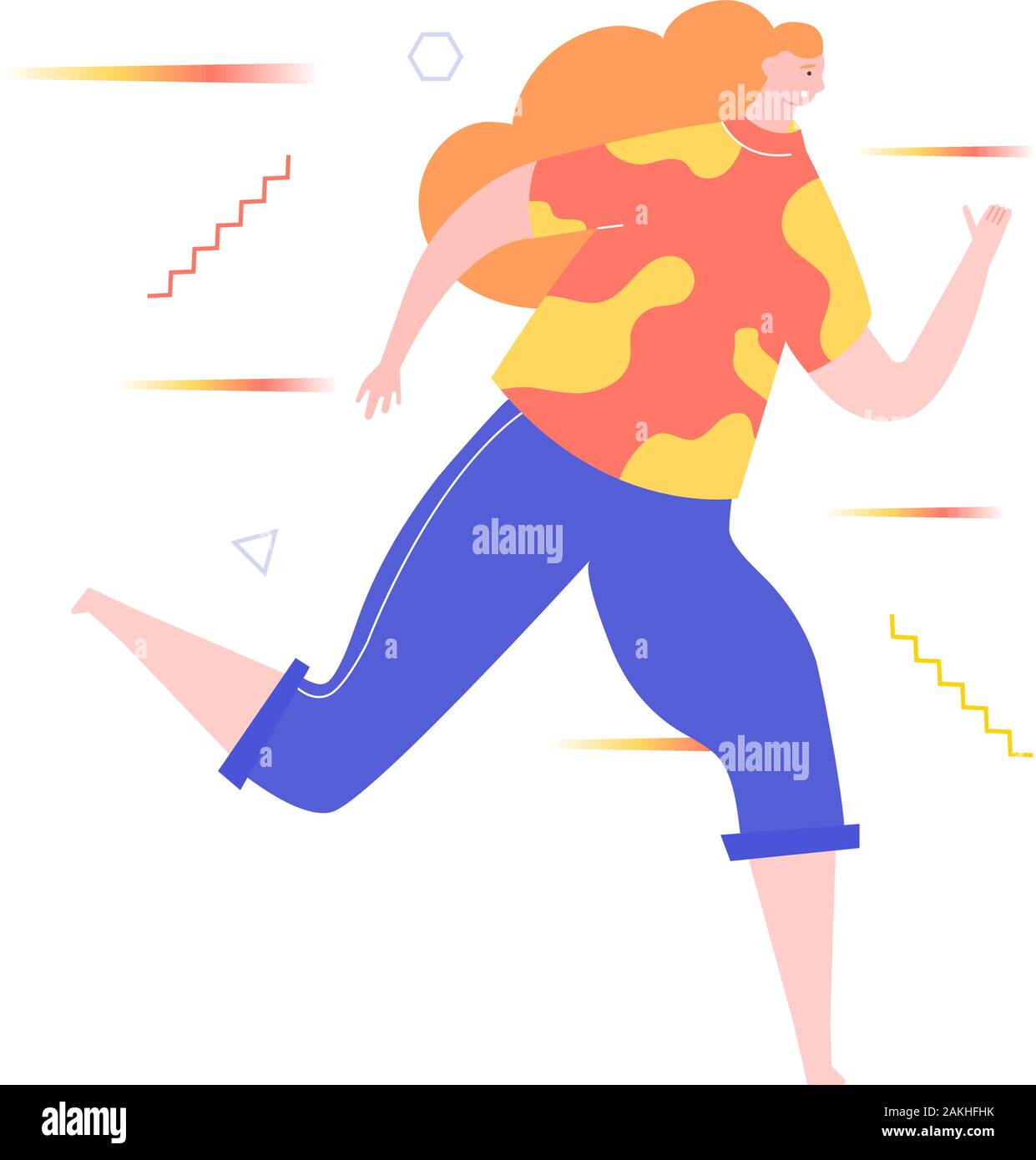 Cartoon woman running barefoot hi-res stock photography and images - Alamy