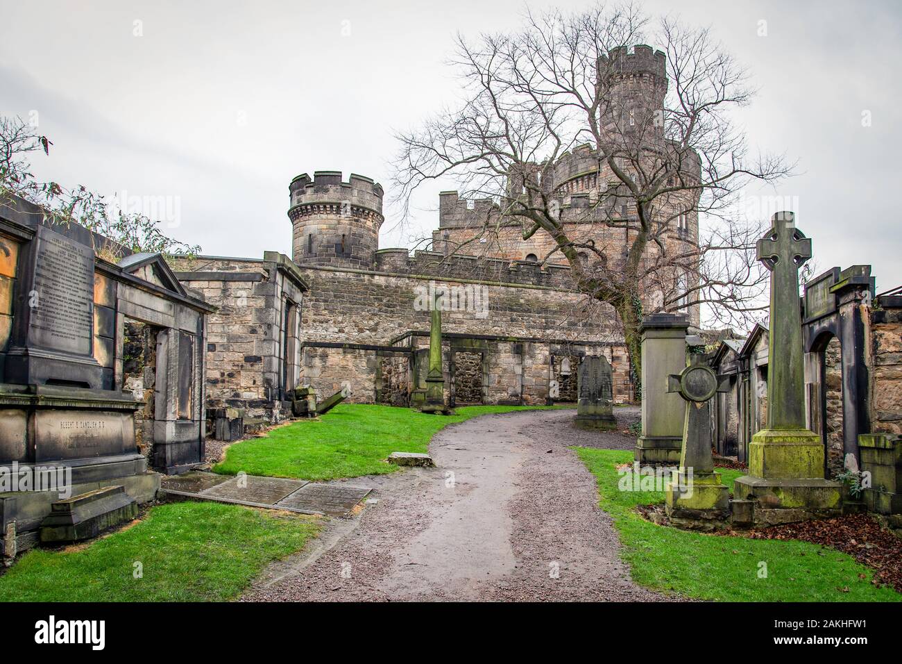 Graveyard, cemetery. Typical funeral scottish architecture. Scotland ...