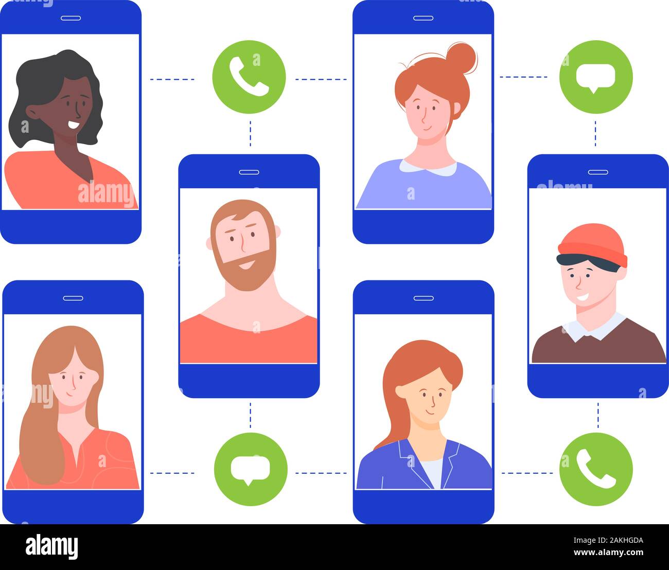 Mobile connection between people Stock Vector Image & Art - Alamy