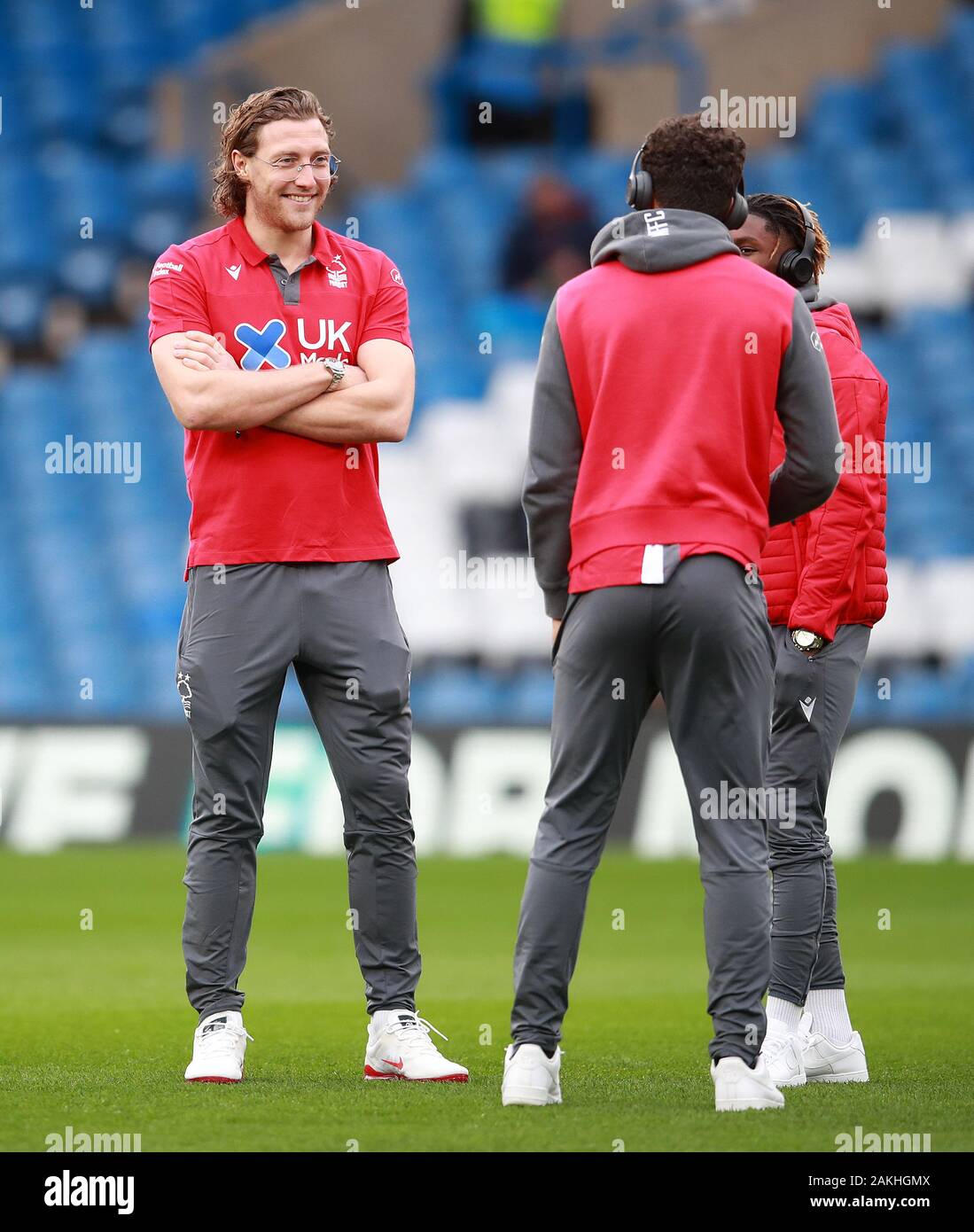Nottingham Forest's Michael Hefele (left) before the game Stock Photo ...