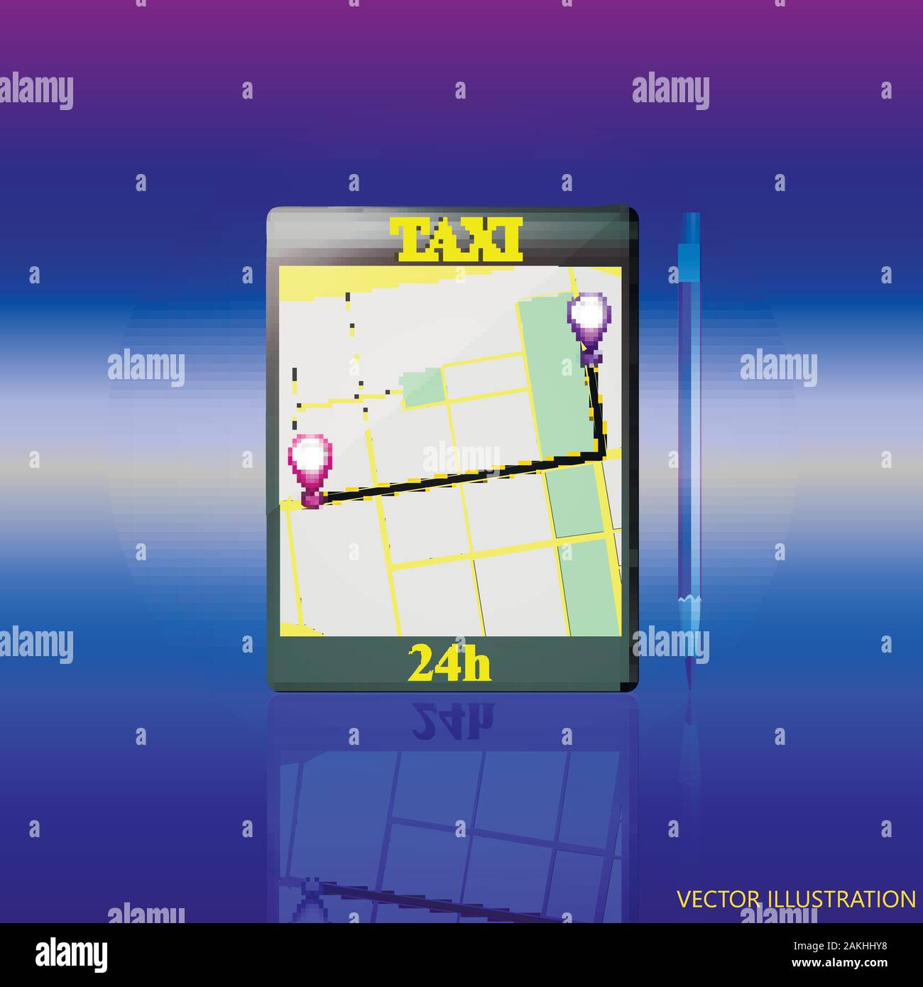 Taxi Service Design. Order taxi in city map location. Vector ...