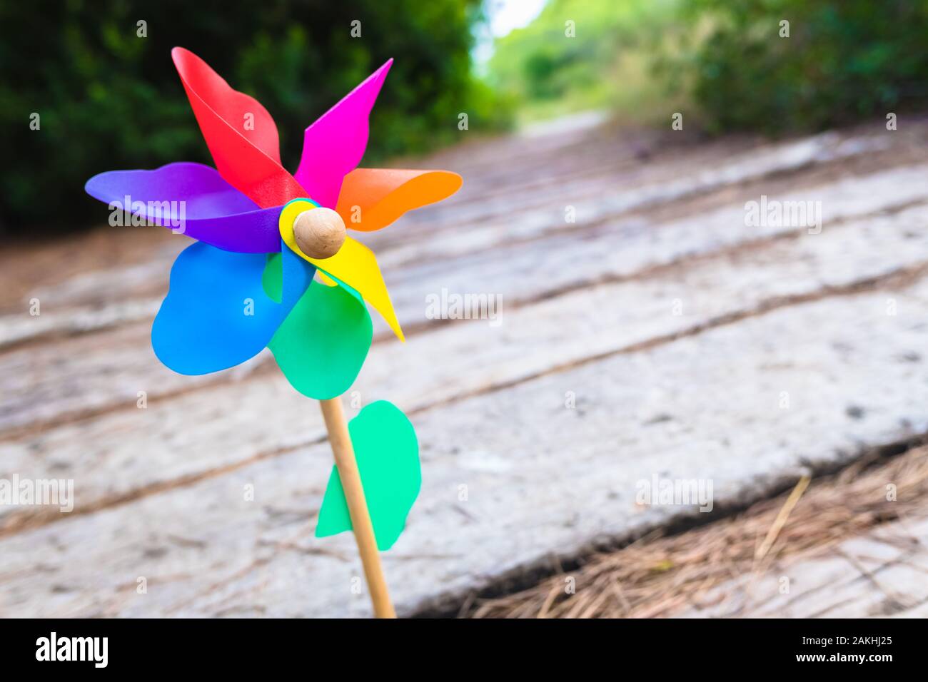 A vibrant pinwheel encourages the boring days of walkers Stock Photo ...