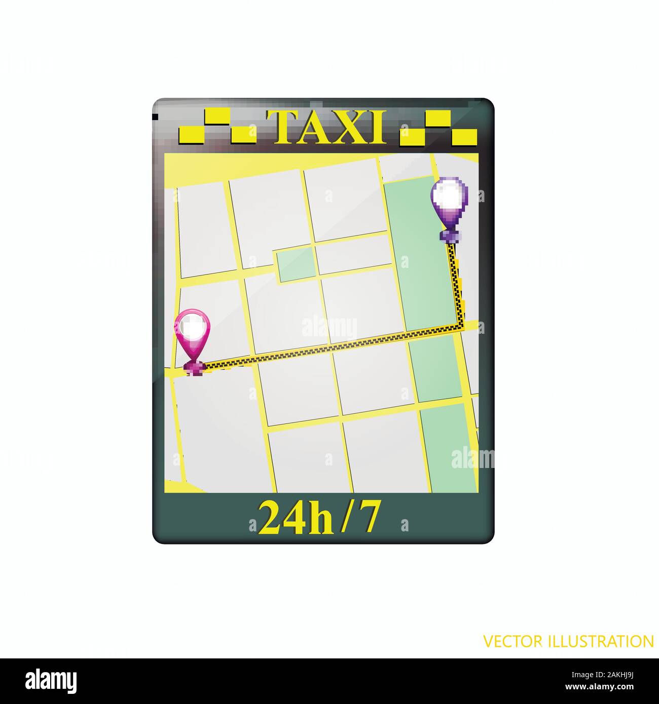 Taxi Service Design. Order taxi in city map location. Vector ...