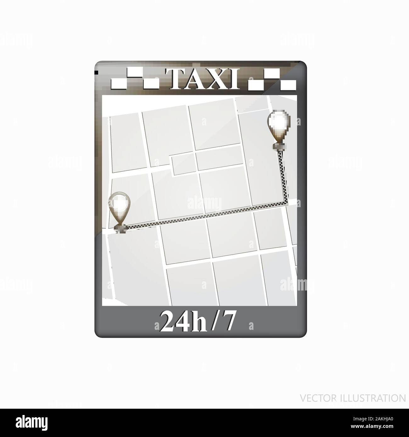 Taxi Service Design. Order taxi in city map location. Vector ...