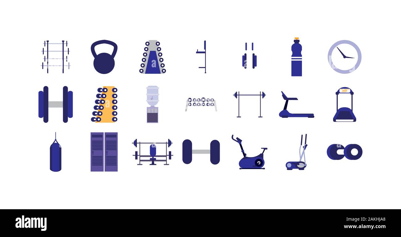 Icon set design, Gym sport bodybuilding healthy lifestyle activity ...
