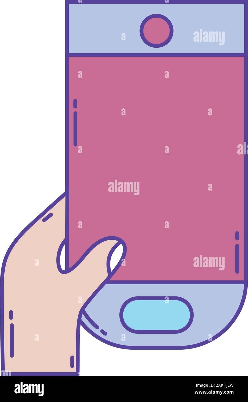 hand with smartphone , phone fill and line vector illustration Stock ...