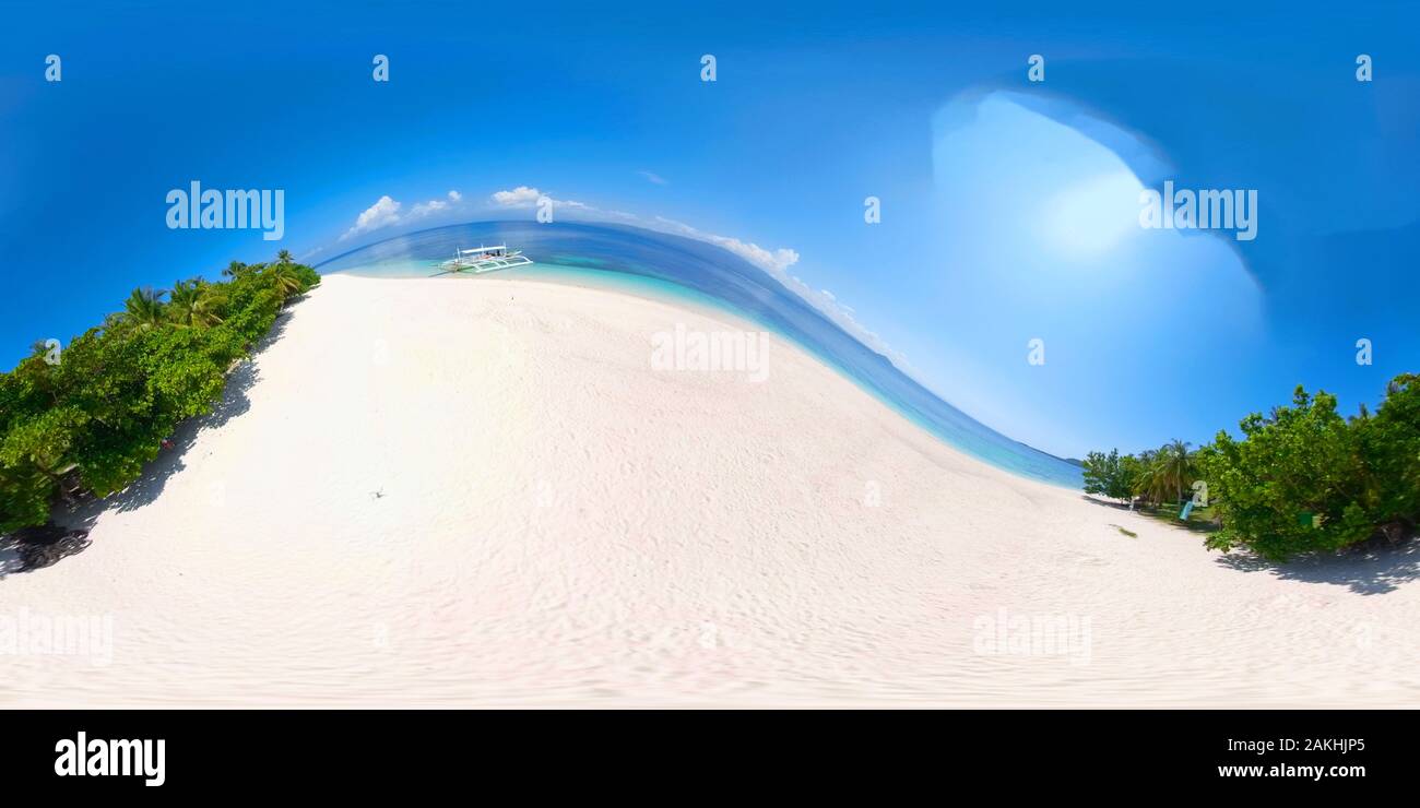 Beautiful beach and tropical island with palm trees. 360 VR ...