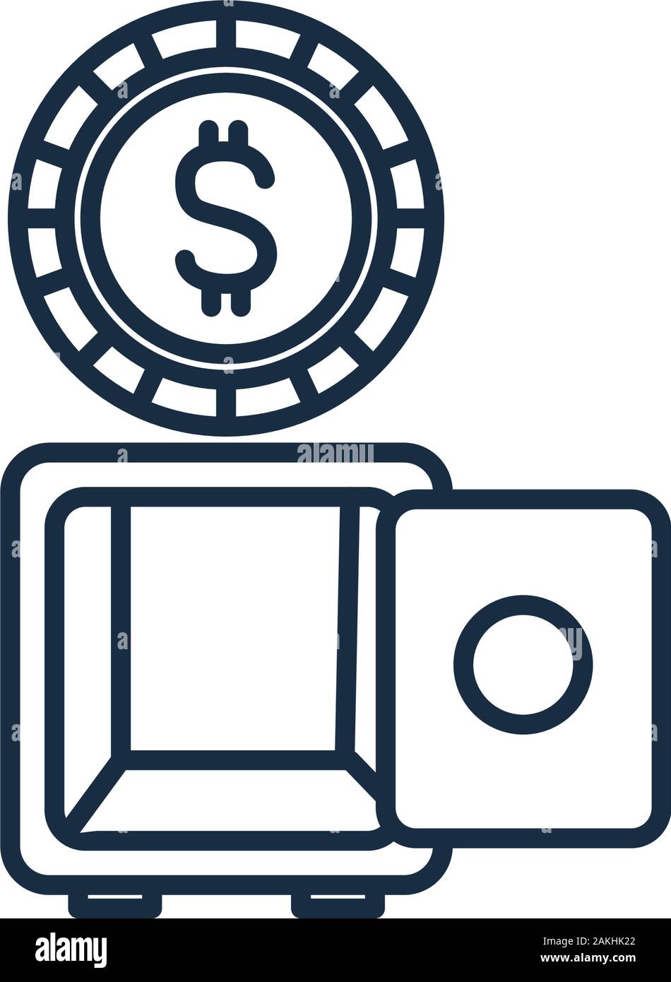 open safe box coin money line image vector illustration Stock Vector ...