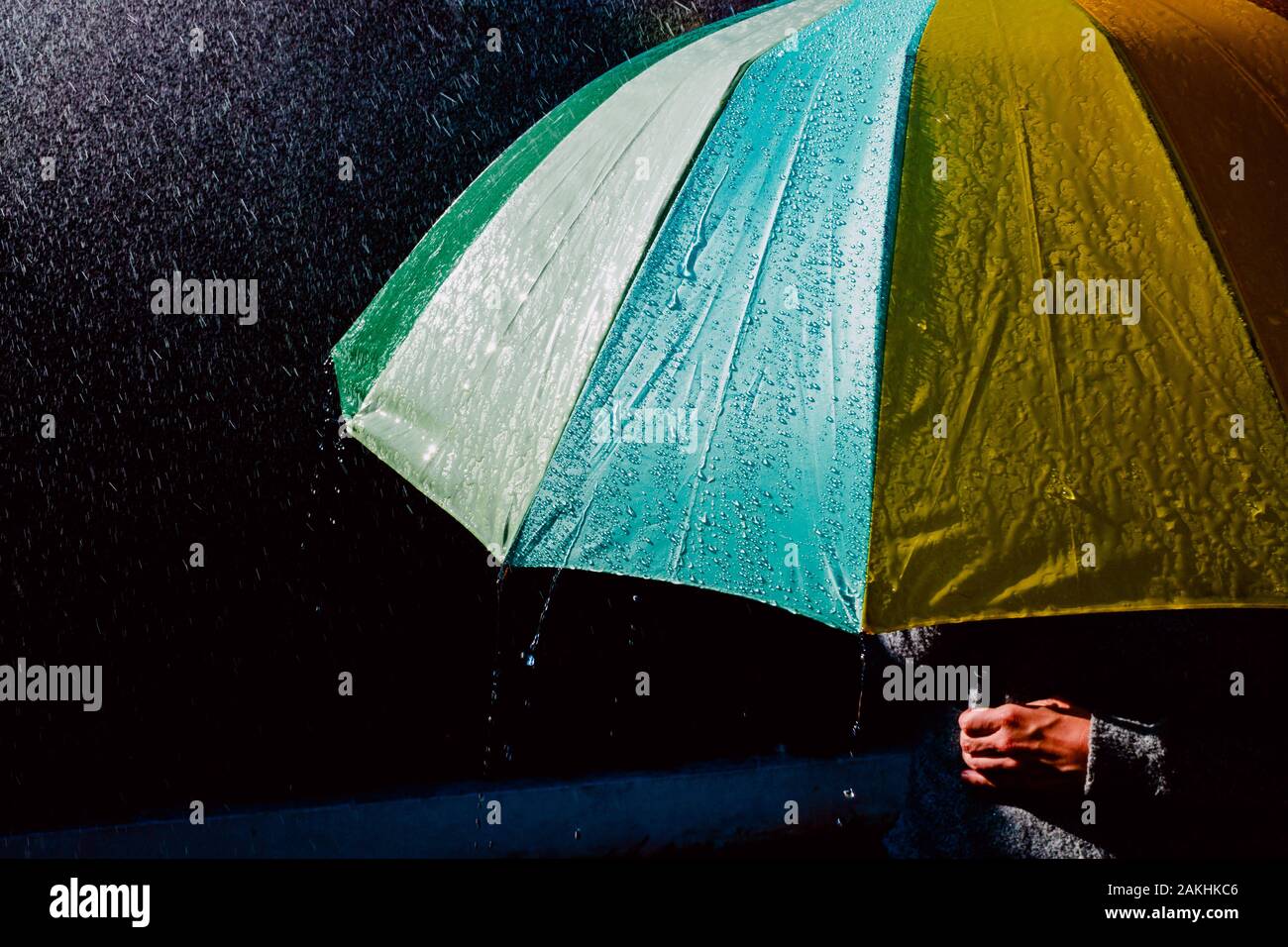 Detail of an umbrella with raindrops after a rainy day Stock Photo - Alamy