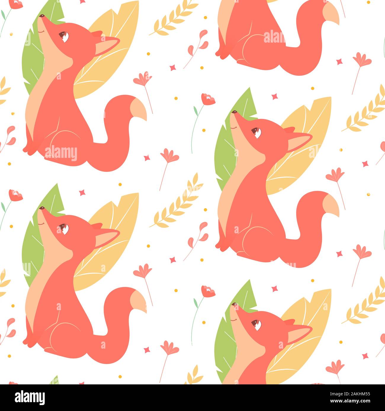 Cute cartoon green fox Cut Out Stock Images & Pictures - Alamy