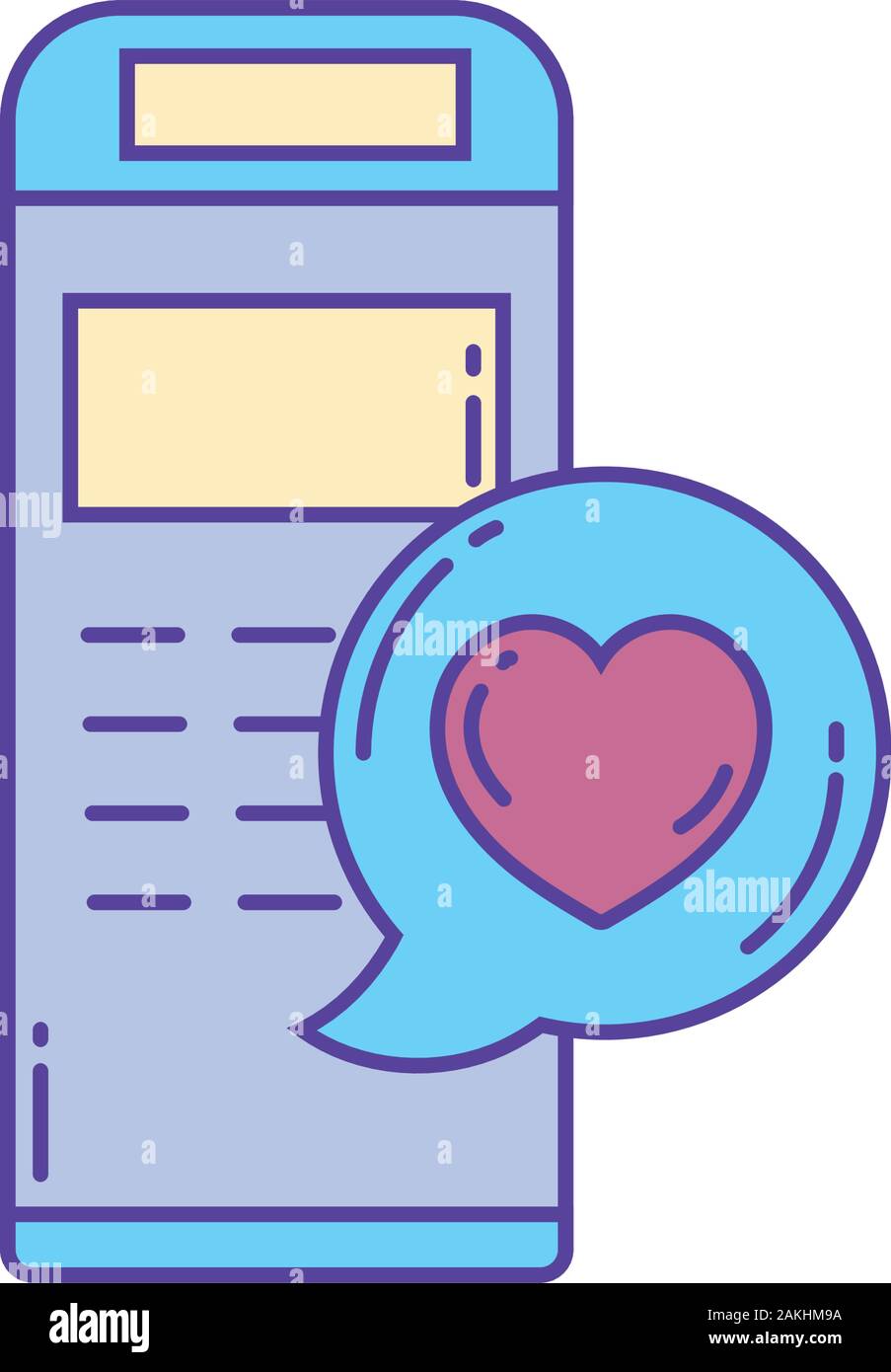 mobile cellular message love , phone fill and line vector illustration ...