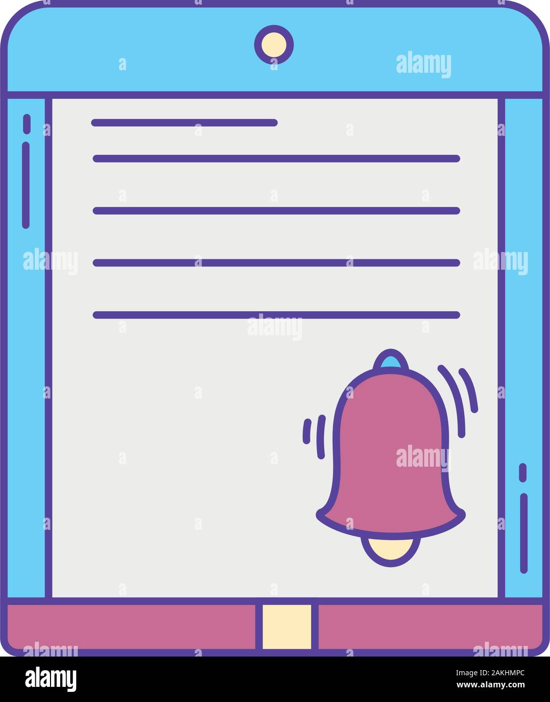 smartphone alert bell , phone fill and line vector illustration Stock ...