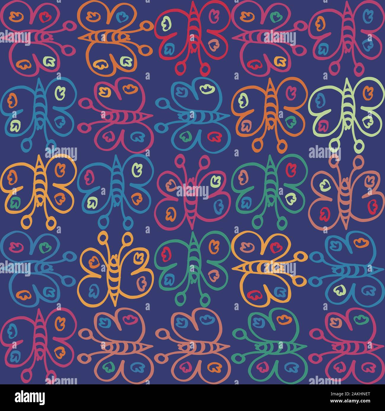 Funky stylized sketchy kids doodle butterfly motif Stock Vector Image ...