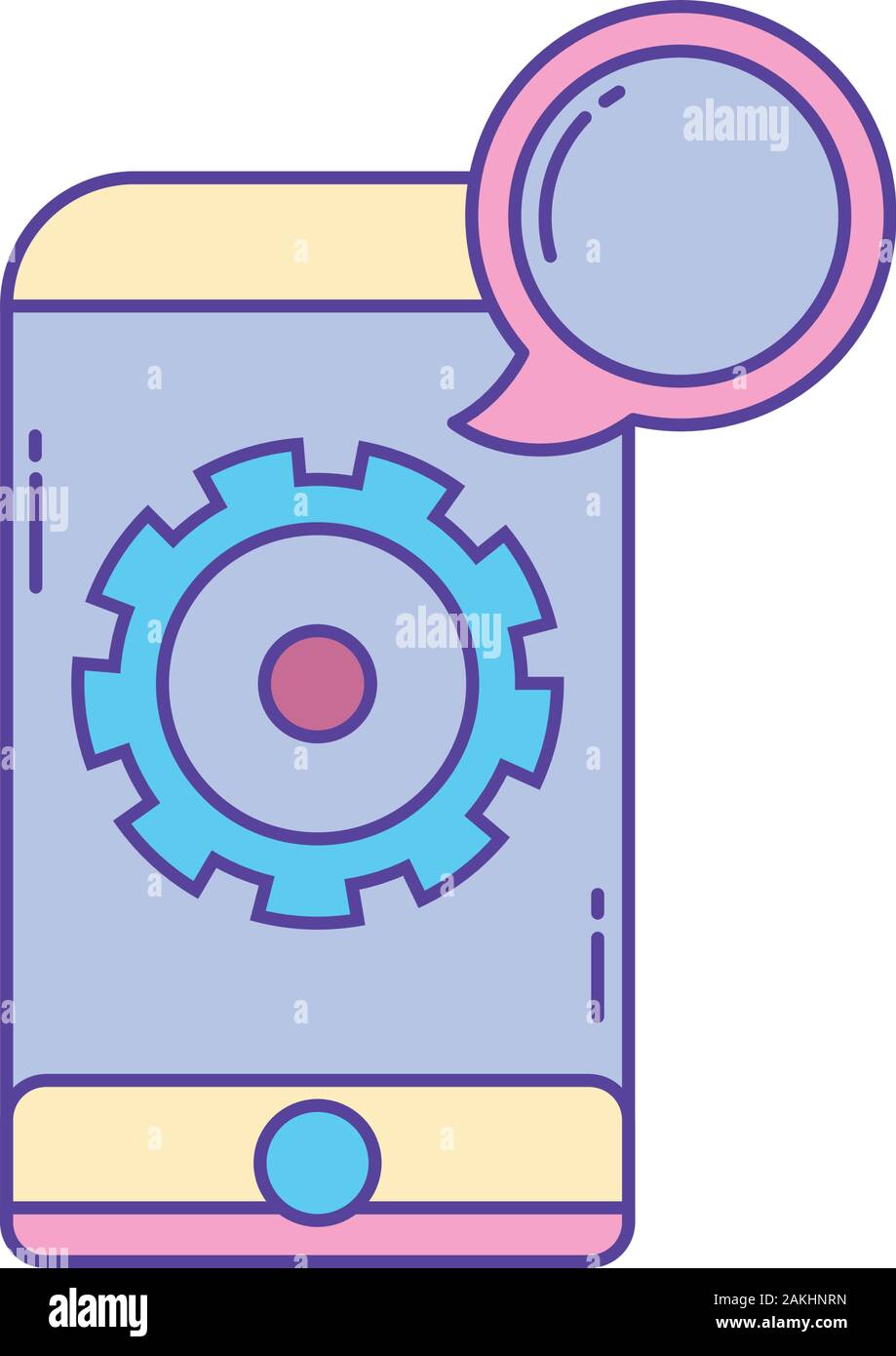 smartphone setting message , phone fill and line vector illustration ...
